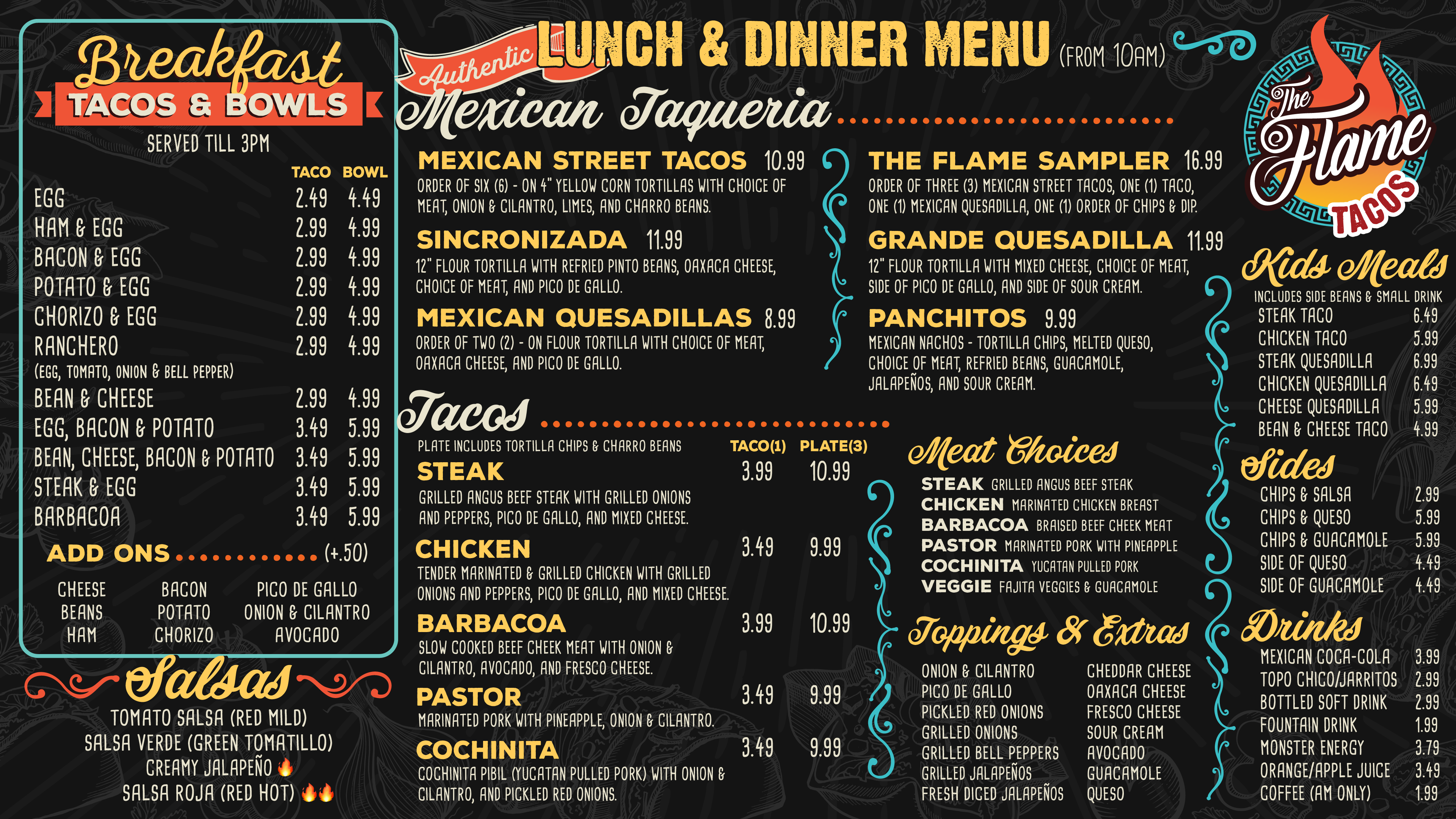The Flame Tacos - Breakfast & Street Tacos